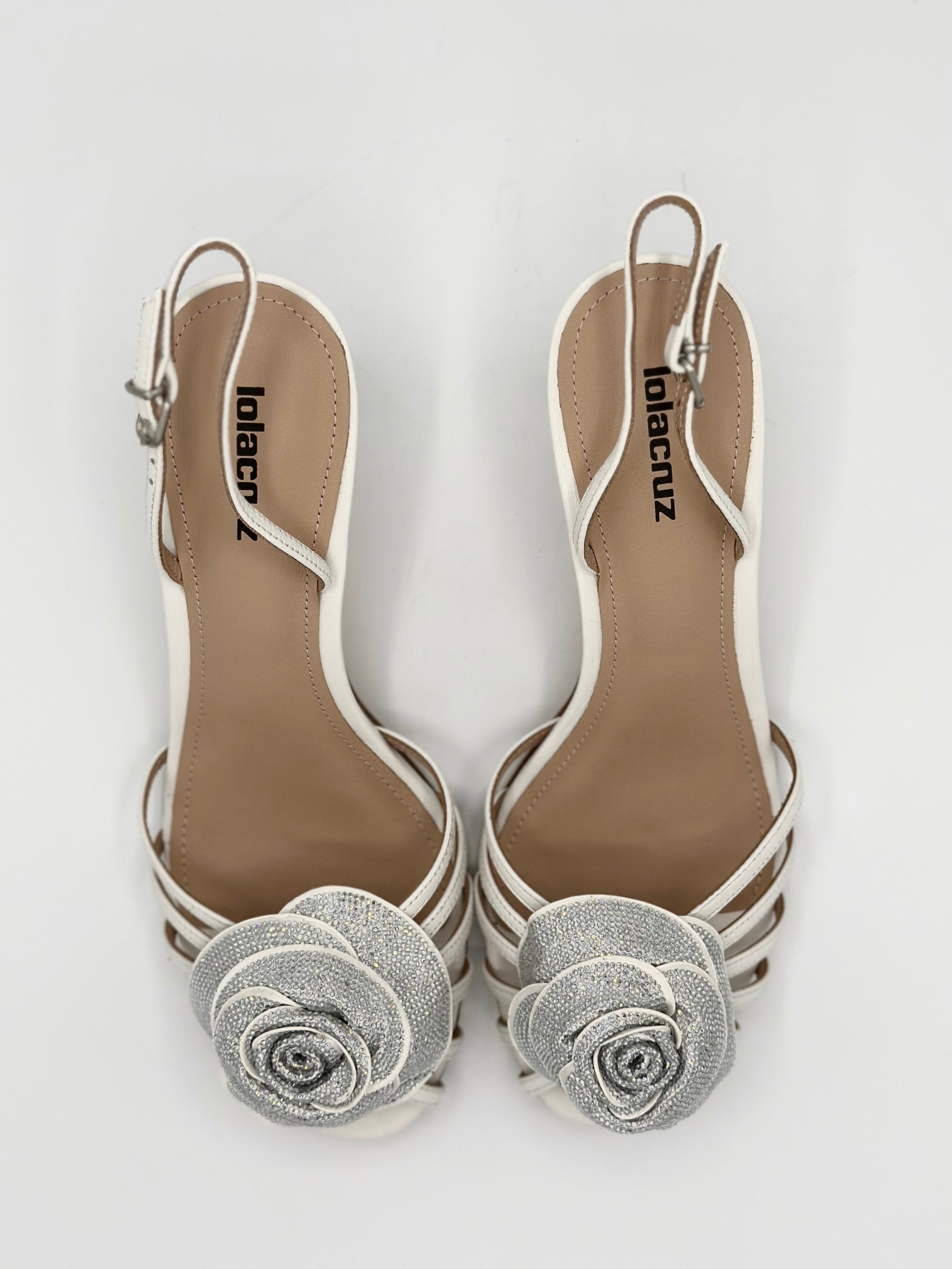 LOLA CRUZ- FLOWER BOMB HEEL WHITE – Munich Shoebar